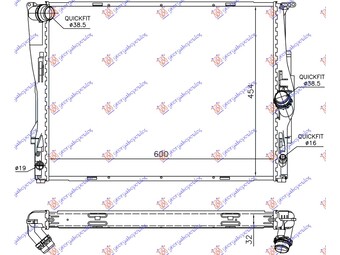 HLADNJAK MOTORA ZA SVE MODELE BENZIN (MAN/AUTO) (600x460x32) 2 CEVI BMW SERIES 1 (E82/88) COUPE/C...