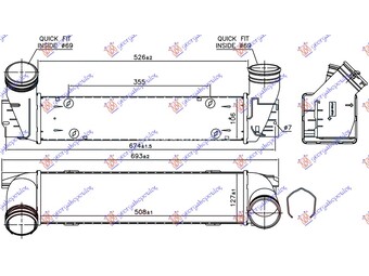 HLADNJAK INTERKULERA 1.6/2.0 (16i-20i/X-28i) BENZIN (508x127x106) BMW X1 (E84) 09-13