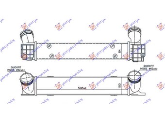 HLADNJAK INTERKULERA 2.0 (316D-318D-320D) DIZEL (510x100x84) CEV 62/62 BMW X1 (E84) 09-13