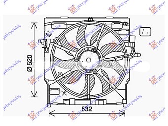 VENTILATOR KOMPLET (DIZEL) (520mm) (850w) (3 PIN) BMW X5 (E70) 10-13