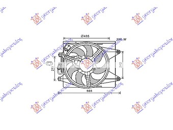 VENTILATOR KOMPLET (BENZIN/DIZEL) (+AC) LANCIA Y 11-