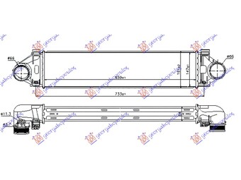 HLADNJAK INTERKULERA 2.0T/3.0T6 BENZIN - 2.0D/2.4D5 DIZEL (660x145x64) FORD GALAXY 06-11