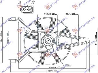 VENTILATOR HLADNJAKA KOMPLET (BENZIN) (-AC) CITROEN SAXO 96-99