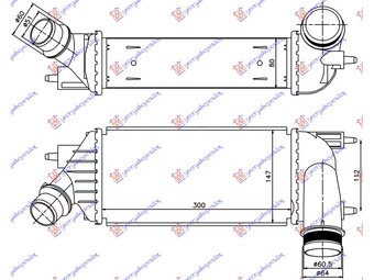 HLADNJAK INTERKULERA 2.0 HDi DIZEL (300x145x80) 11- CITROEN JUMPY 07-16