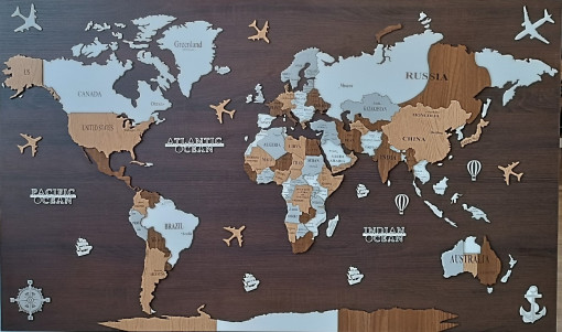 Mapa sveta 3D model Puzle 400×220 cm World Map 3D Model Puzzle