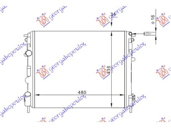 HLADNJAK MOTORA BENZIN/DIZEL (48x41) (BEZ PUMPE) (NA SRAF) RENAULT KANGOO 98-03