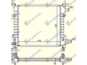 HLADNJAK MOTORA BENZIN (+/-AC) (378x359x26) FORD KA 97-08