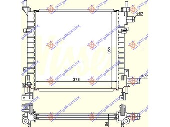 HLADNJAK MOTORA BENZIN (MAN) (+/-AC) (378x359 x26) FORD KA 97-08