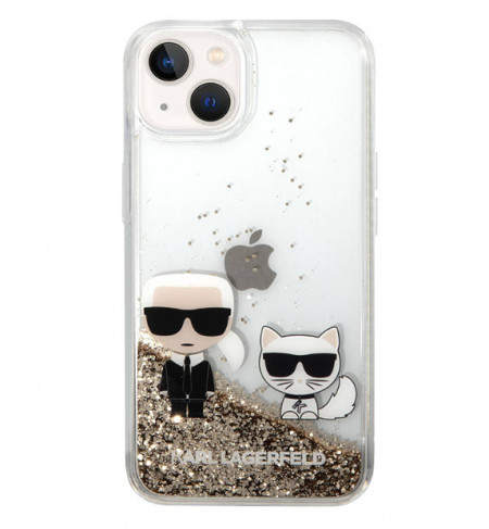 Futrola Karl Lagerfeld Liquid Glitter Case Karl And Choupette za Iphone 14 zlatna