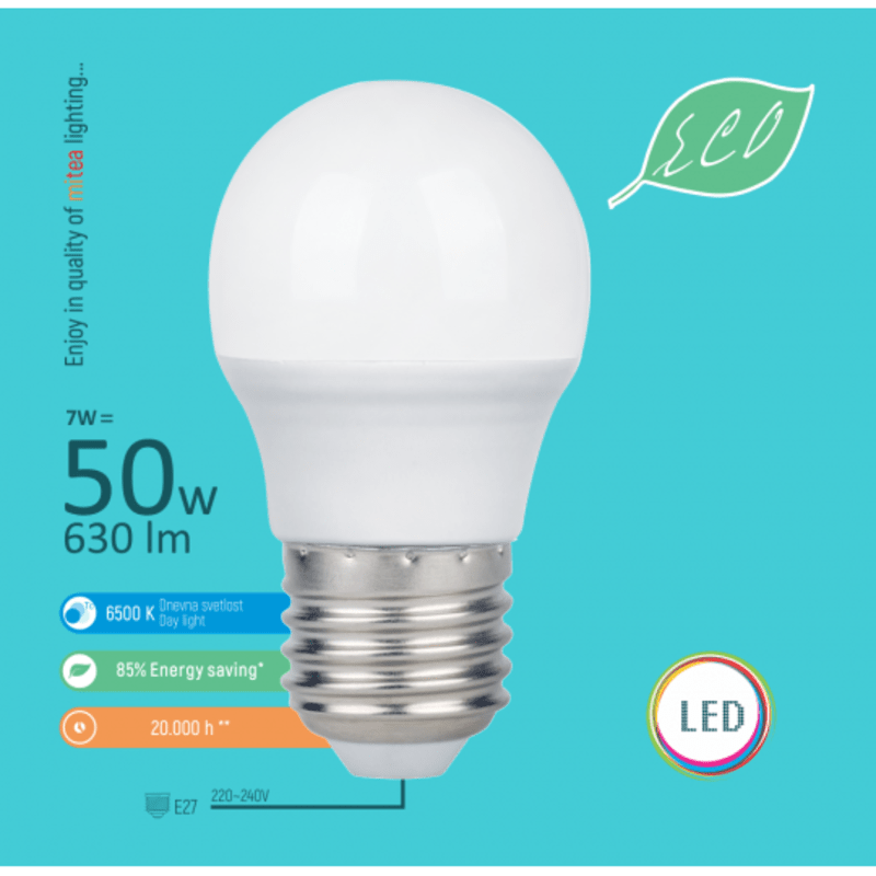 E27 7W G45 6500K LED ECO SIJALICA 220-240V MITEA LIGHTING