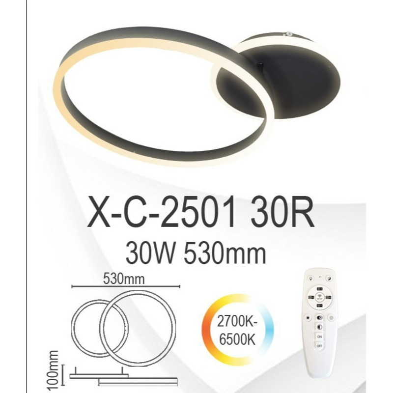 X-C-2051 30R PLAFONJERA 30W BK XENON LIGHT