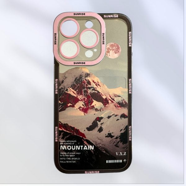 Maska mountain print za iPhone 13 pro roze