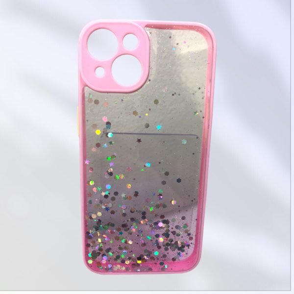 Maska Frame Glitter za iPhone 14 plus roze