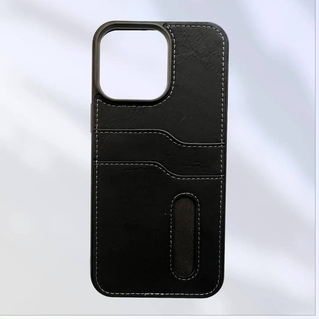 Maska Leather Pocket za iPhone 14 pro crna