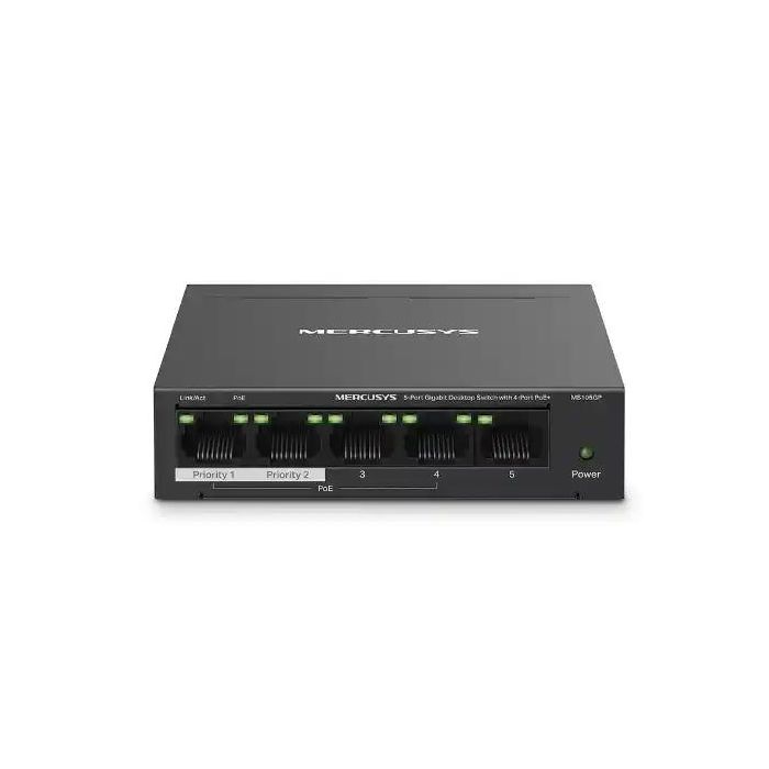 Svič 10/100/1000 5-port Mercusys MS105GP/4-Port PoE+