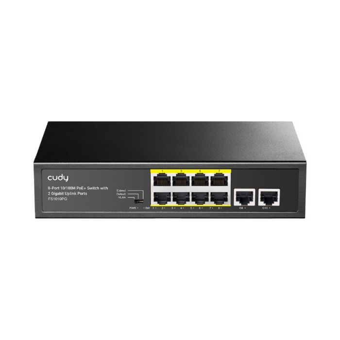 Cudy FS1010PG 8-Port 10/100M PoE+ Switch, 2Uplink 10/100/1000M, 120W, 250m, steel (Alt.PFS3010-8ET)