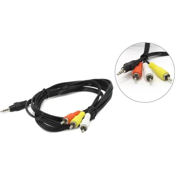CCA-4P2R-2M Gembird Jack AV 3.5mm 4-pin, cable Jack AV 3.5mm male - 3x RCA male 2m black