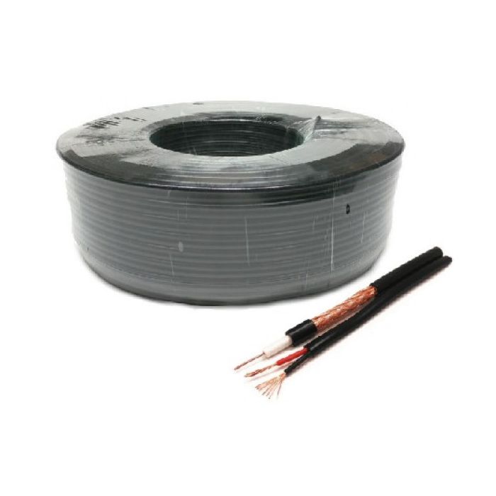 KABL-COAX-RG59+2X0.75 CCA/PVC/100M Koaksialni kabl sa napojnim kablom 2x0,75mm black 100m