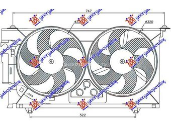 VENTILATOR (DUPLI) KOMPLET (BENZIN) (+AC) PEUGEOT PARTNER 96-02