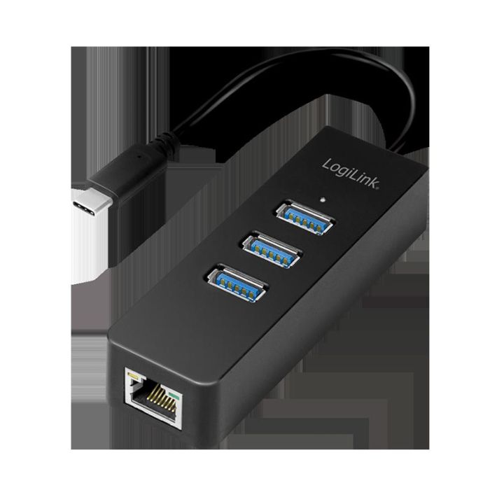 Logilink USB 3.2 Gen 1 Hub, 3-port, USB-C - Gigabit Ethernet