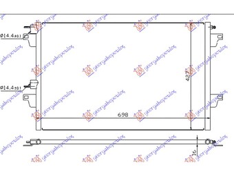 HLADNJAK KLIME BENZIN/DIZEL (660x430x16) -04 CEV 14.5/14.5mm RENAULT ESPACE 03-12