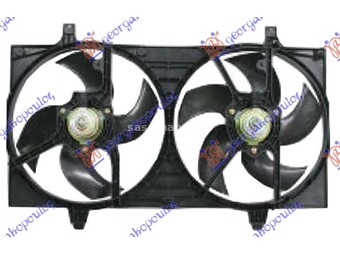 VENTILATOR (DUPLI) KOMPLET (BENZIN) (445mm) (OTVORI GORE) NISSAN ALMERA (N16) L/B 00-06