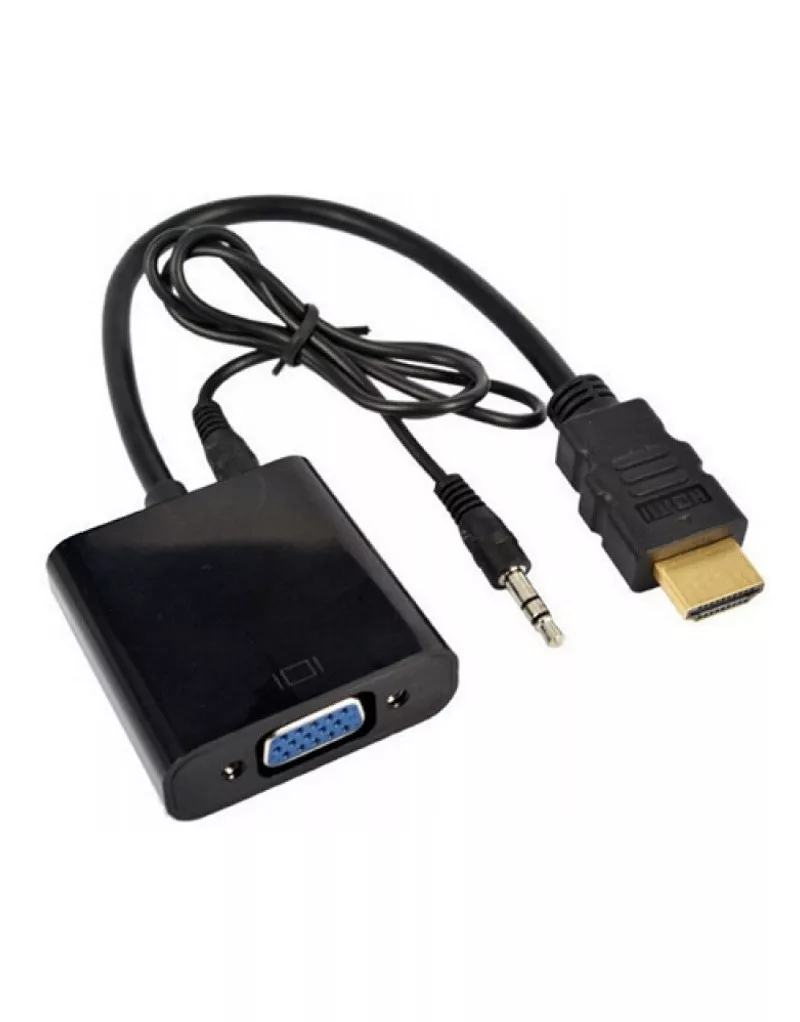 E-GREEN Adapter HDMI (M) - VGA D-sub (F) + Audio kabl 3.5mm (M/M) crni