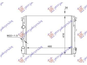 HLADNJAK MOTORA BENZIN/DIZEL (48x41) SA PUMPOM RENAULT CLIO 98-01