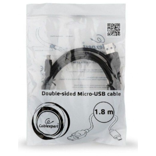 CC-USB2-AMmDM-6 Gembird USB 2.0 AM to Double-sided Micro-USB cable, black, 1,8m