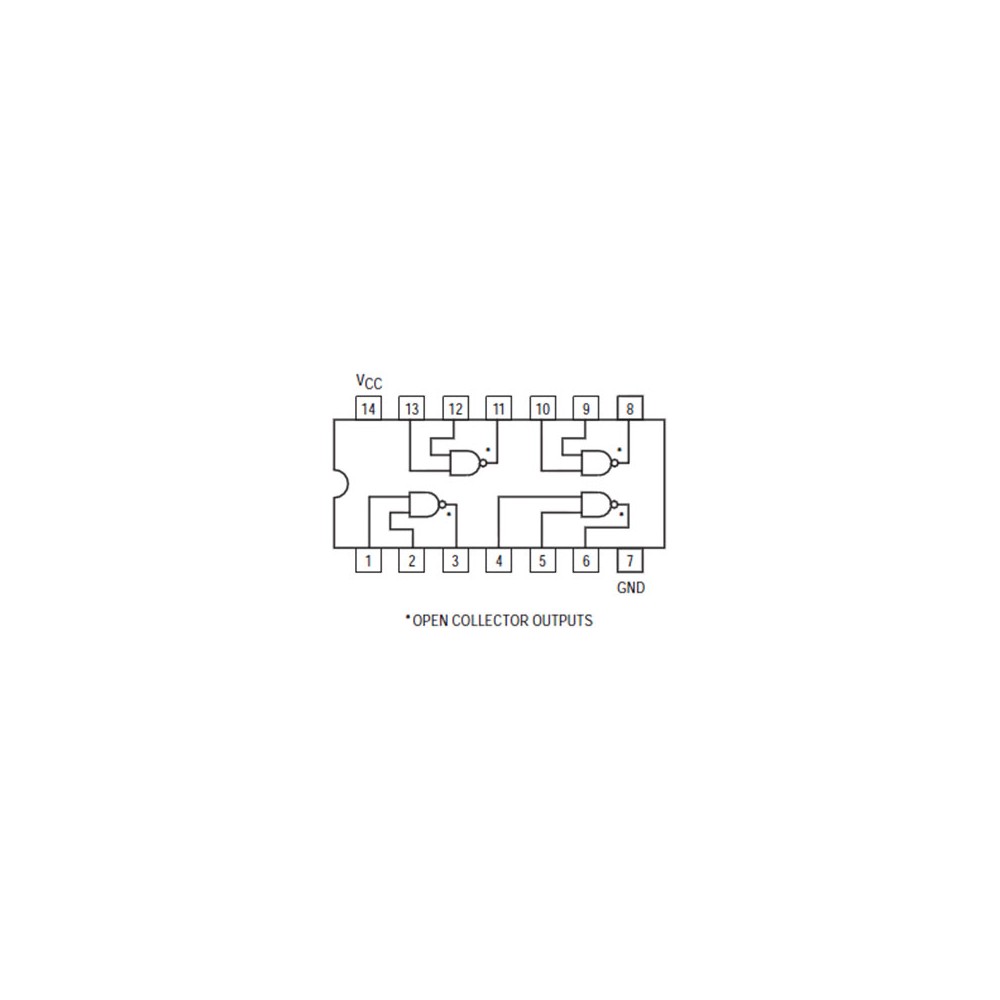 IC Quad 2-Input NAND Gate (open collector) DIP14