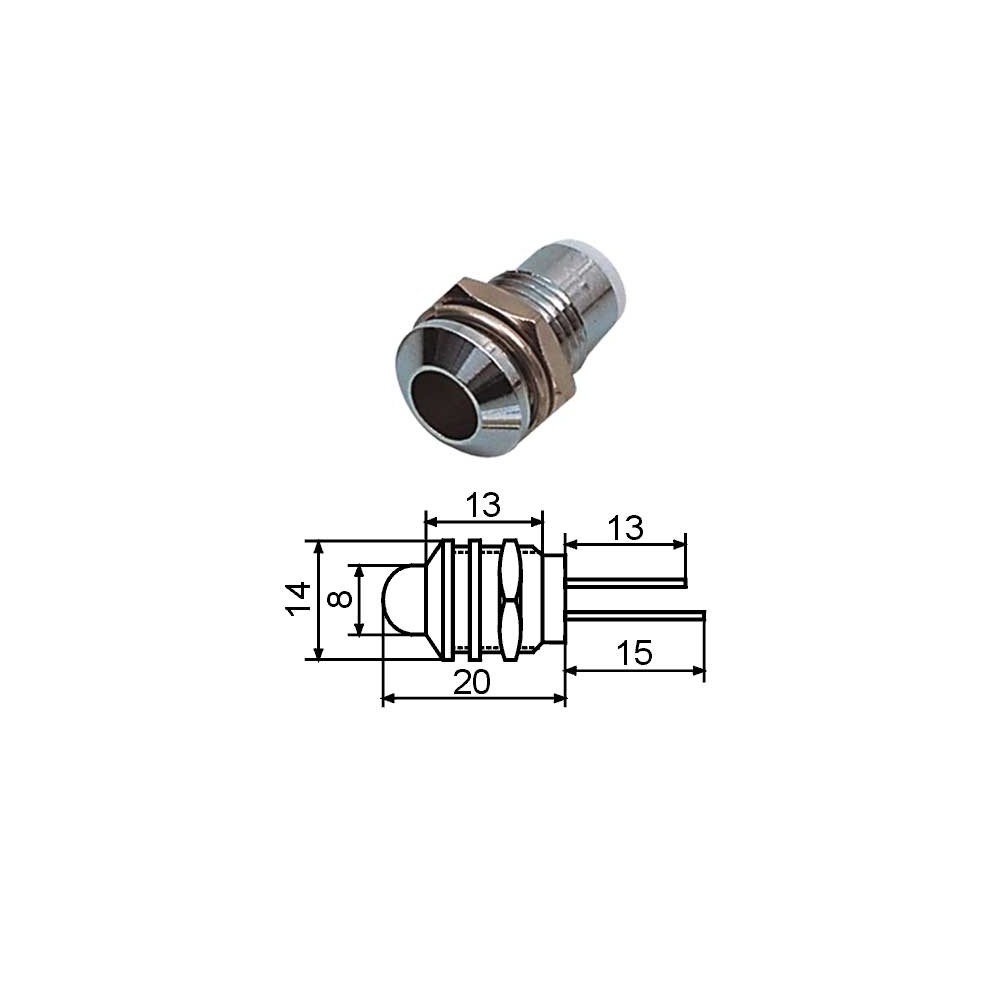 Kuciste metalno za LED 8mm hrom