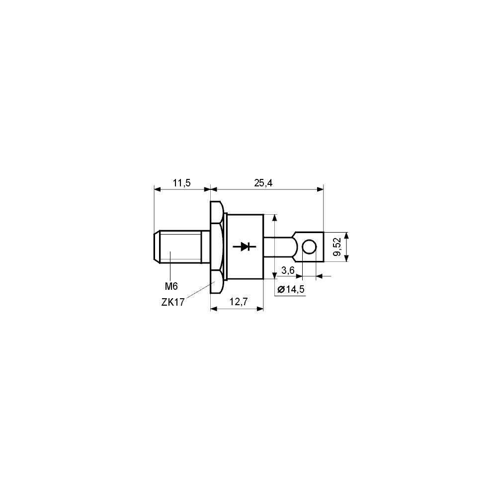 Dioda 1000V 35A KATODA 1N3768 DO5