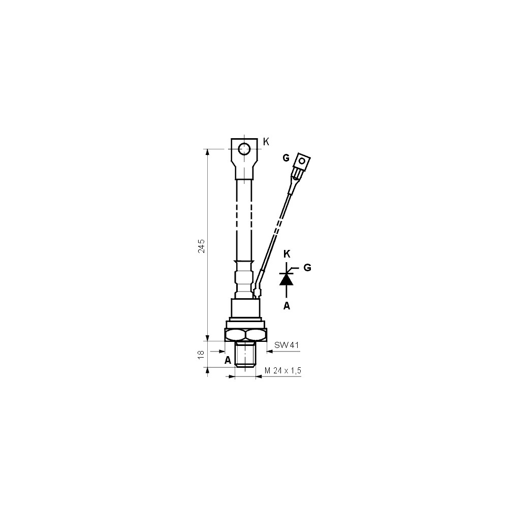 Tiristor 250A 900V M24x1.5