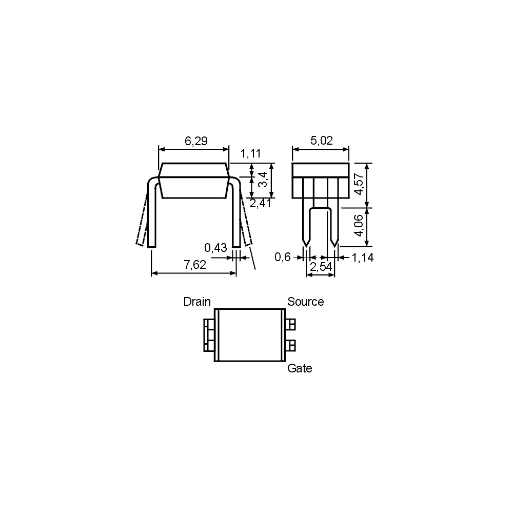 Tranz. MOS-N-FET 100V 1A 1.3W DIP4