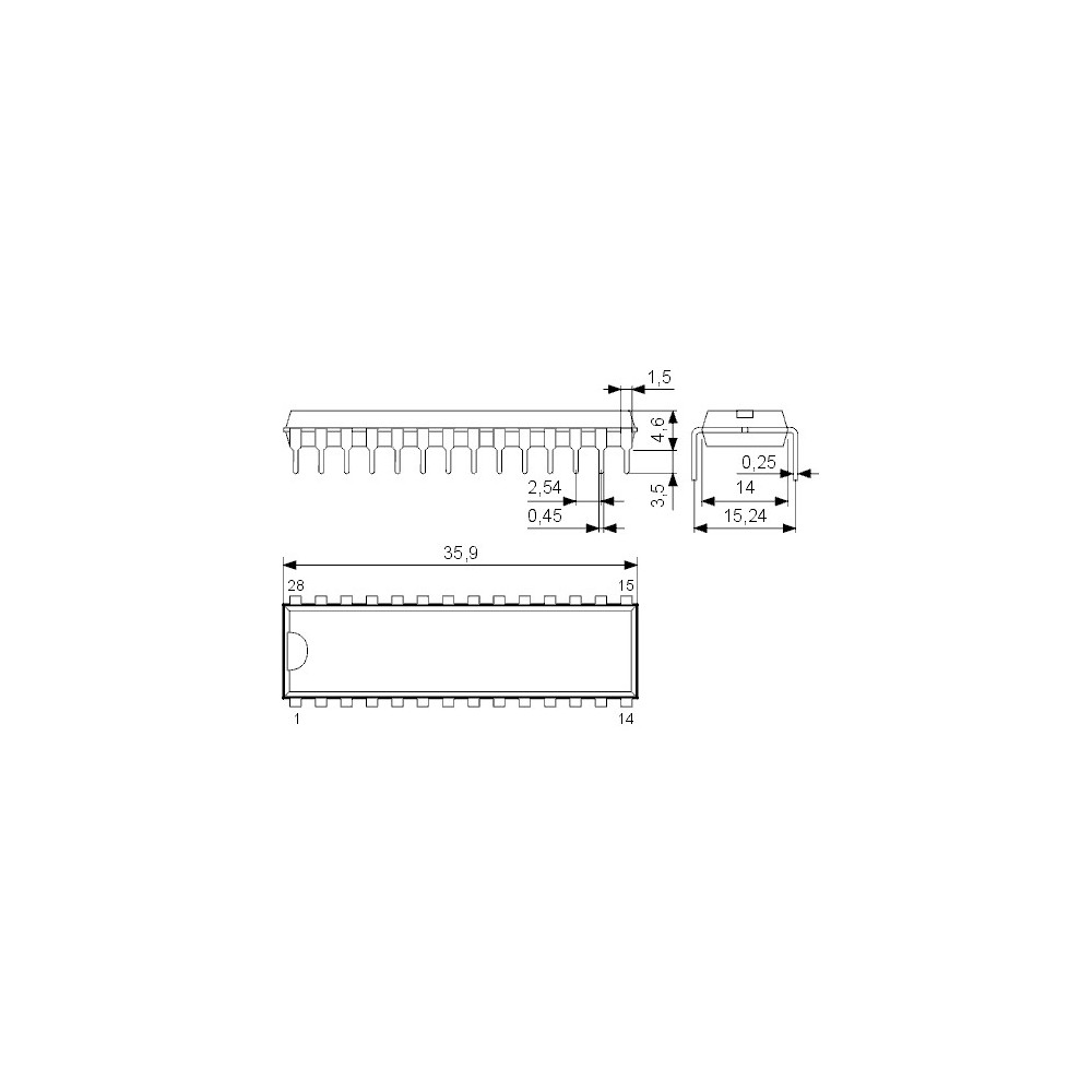 EEPROM par 5V 2Kx8 150ns DIP28