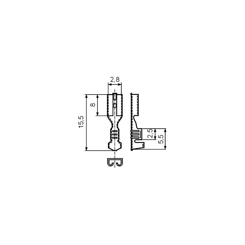 Kontakt ženski 2,8x0,5 neiz.0,5-1mm SN