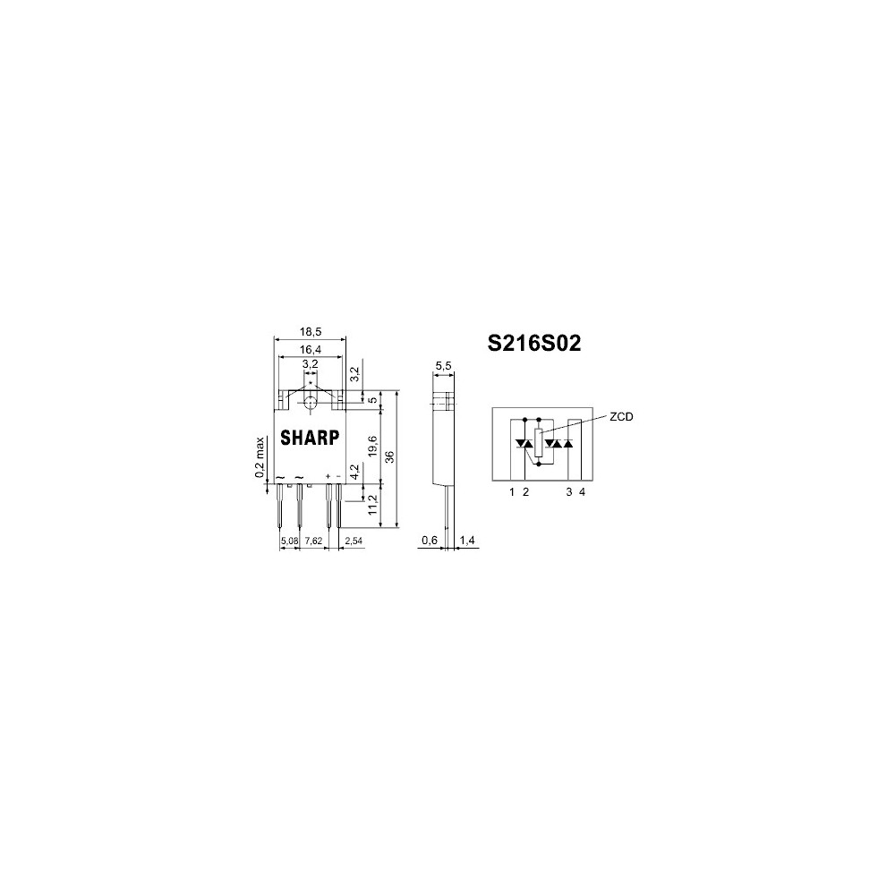 Solid state rele+ZC 4kV 16A 600VAC 50mA,SHARP