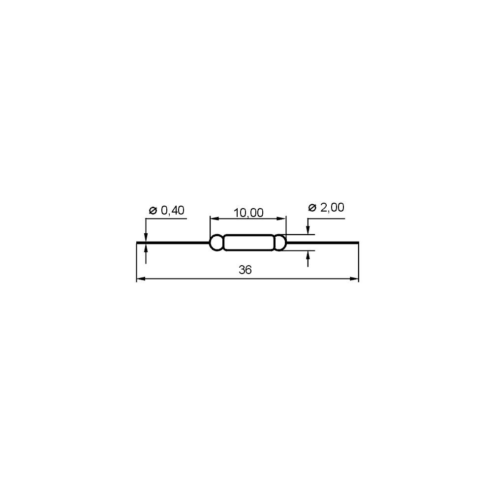 Rid kontakt 200V 10W, 0,5A 2X10mm NO