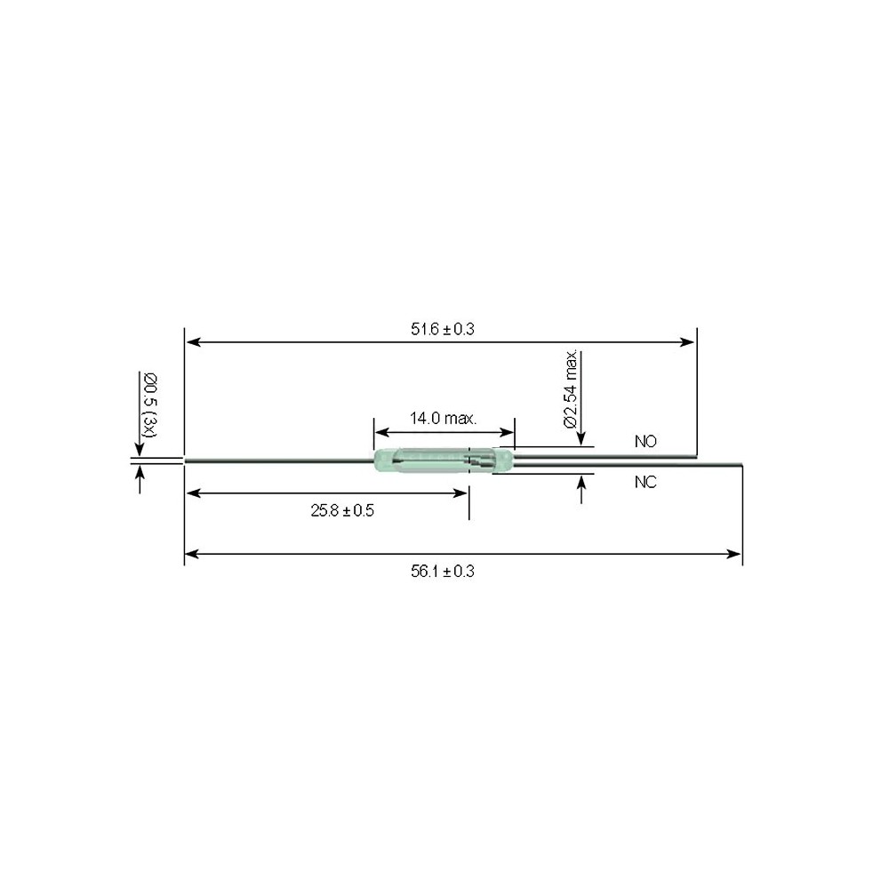 Rid kontakt 200V 0.5A 14X2,54mm NO+NC