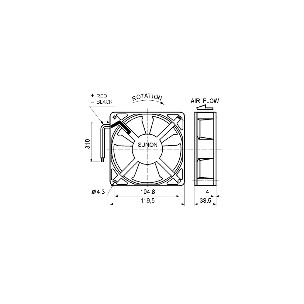 Ventilator 12V 120X120x25 MEC0251V1-000U-A99