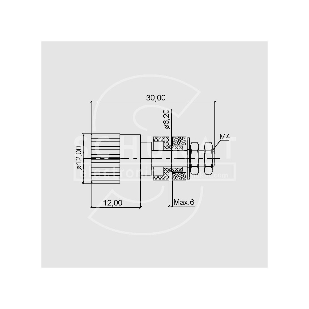 Utičnica ban. 4mm 25A plava