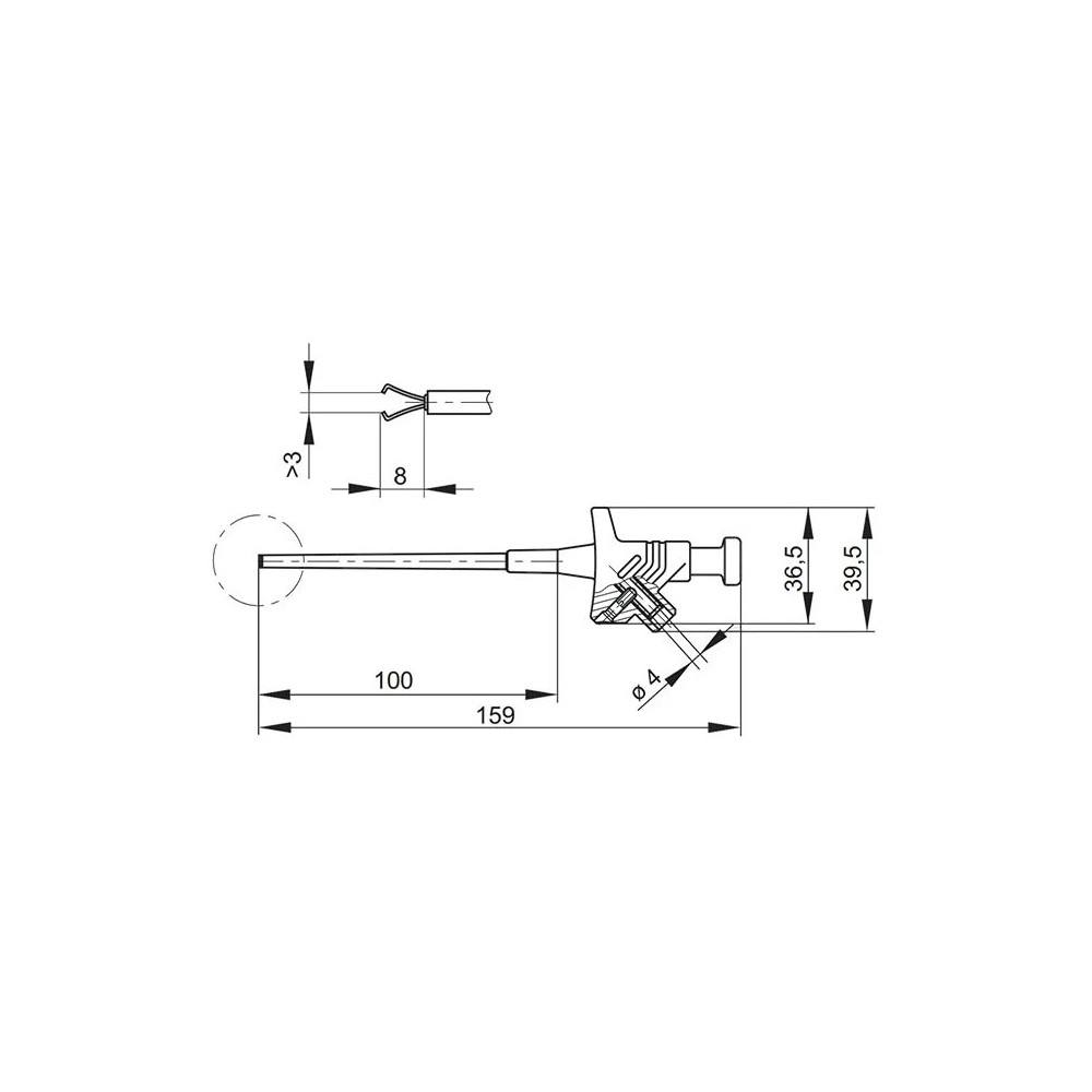 Ispitna klema crna 158mm KLEPS30