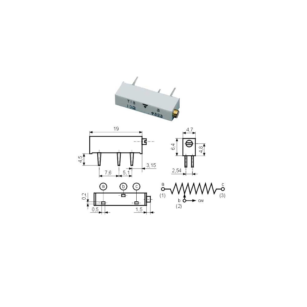 Trimer pot.T19 vi/ob 100K, Vishay