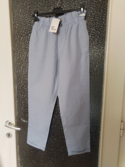 NOVE sa Etiketom Lanene Plave Pantalone