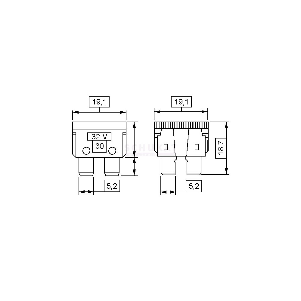 Auto osigurac 15A 32V plava