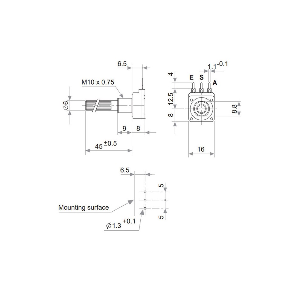 Obr.poten.mono lin. 250K PIHER