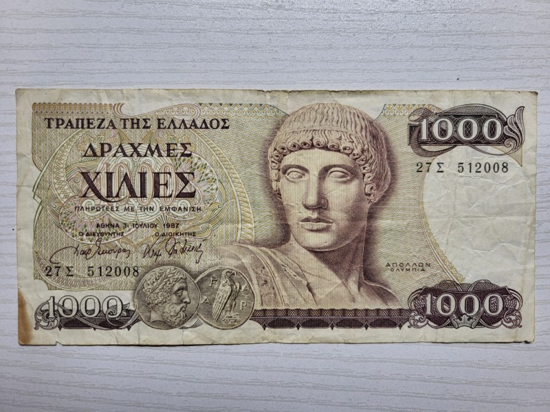 Grčka, 1000 drahmi, 1987, VF