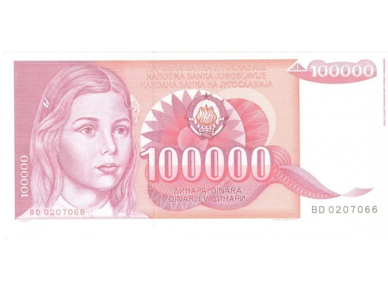 100.000 dinara 1989 UNC