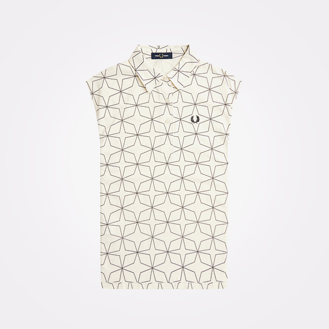 Fred Perry Geometric Print Jersey Polo Shirt