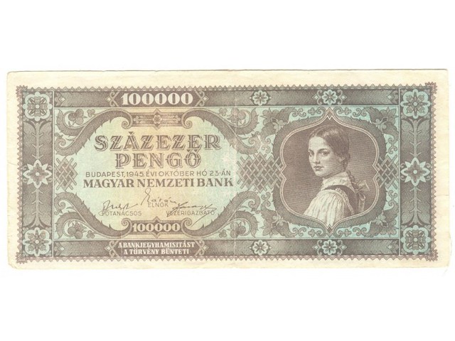 Madjarska 100.000 pengo 1945